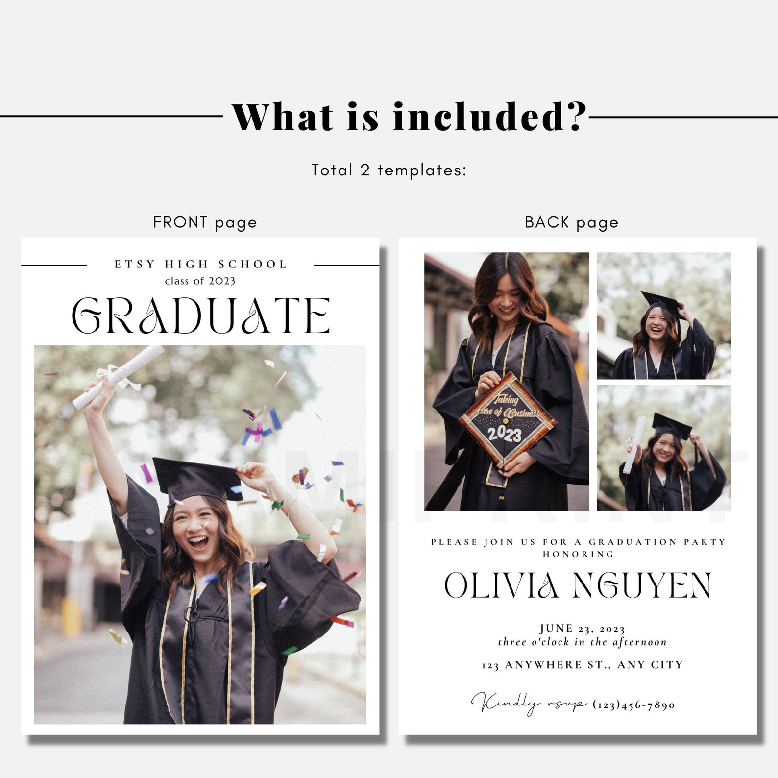 Modern Minimal Graduation Party Invitation Template - Etsy