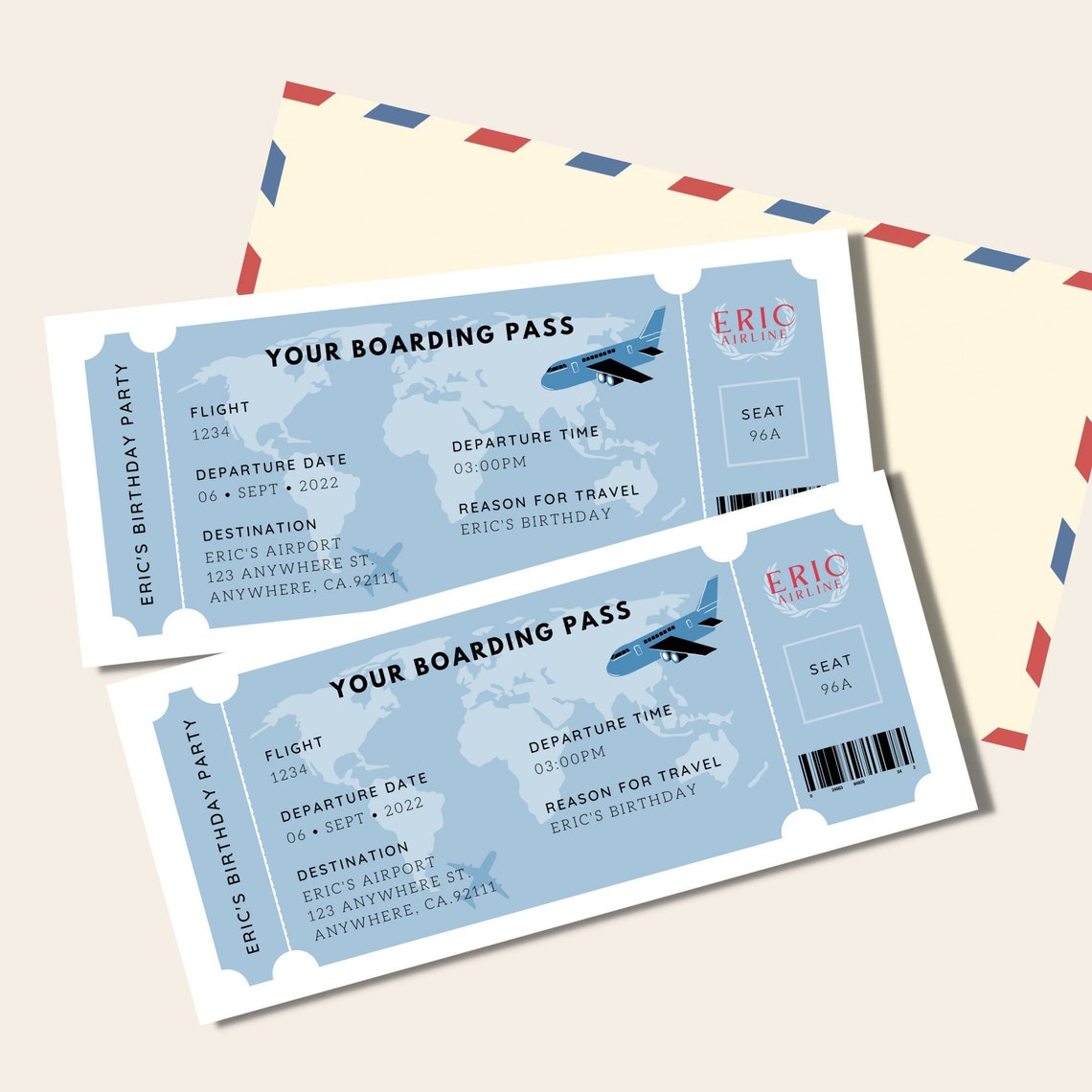 Airplane Boarding Pass Editable Template Airplane Aviation - Etsy