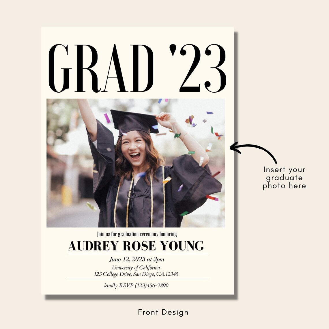 Magazine Cover Graduation Ceremony Invitation Card Template, Grad ...