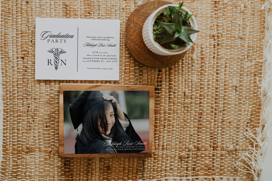 Nurse Graduation Party Invitation Card, Minimalist BSN RN Grad Card ...