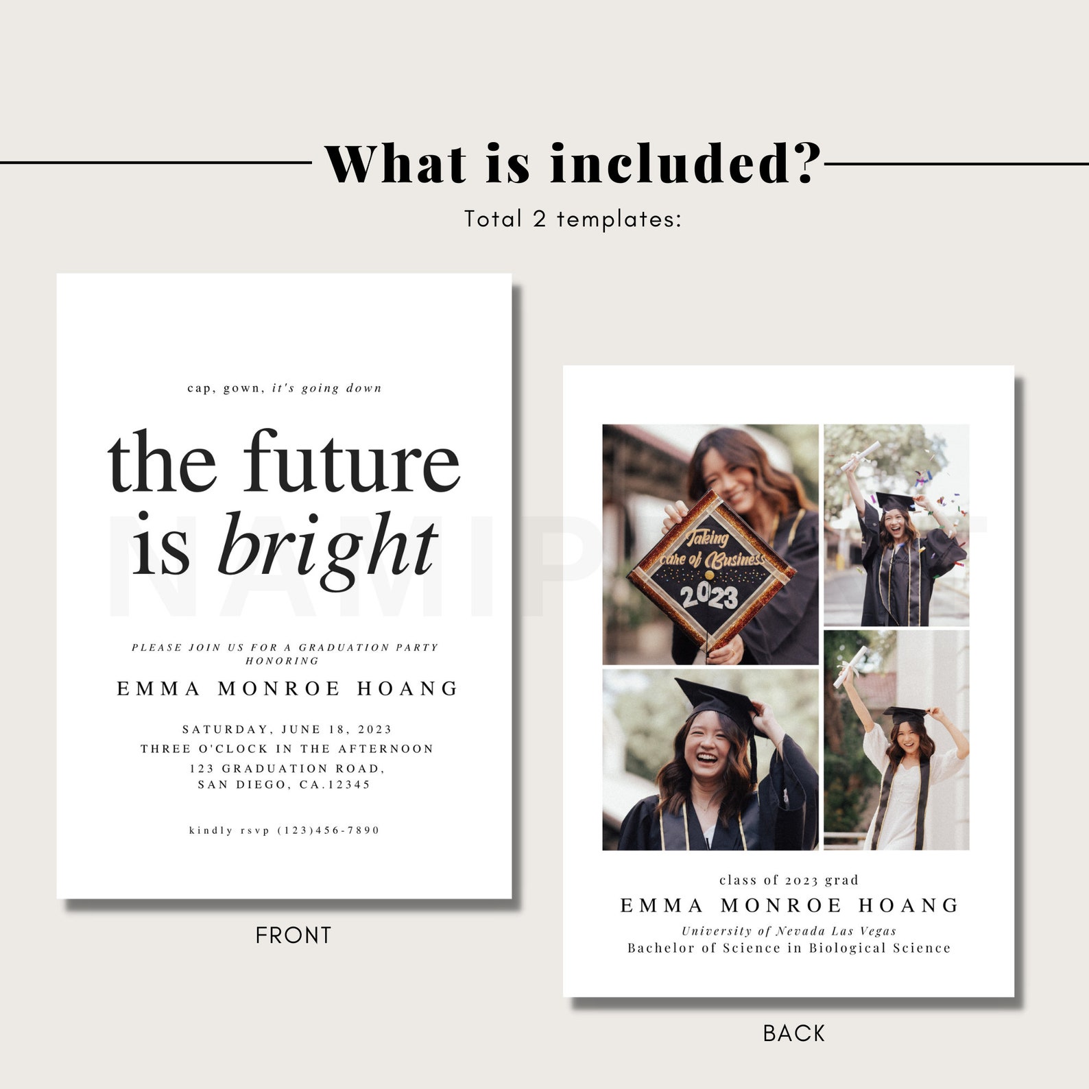 Maximalist Graduation Announcement Card, Modern Graduation Party ...