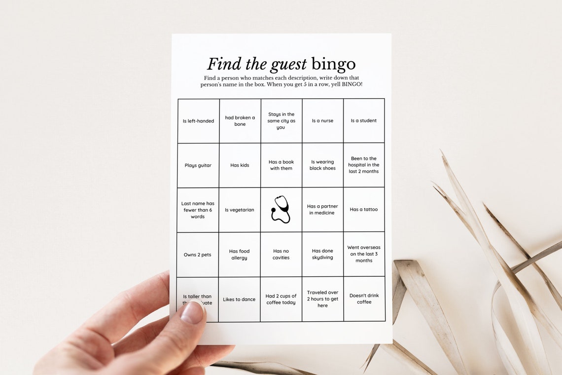 Nurse Graduation Party Game, RN BSN Printable Bingo Game, Modern ...