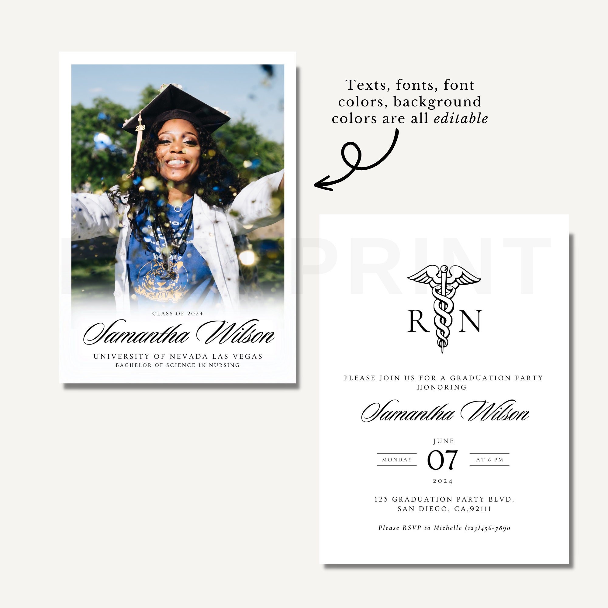 Minimalist Nursing Graduation Announcement Card BSN RN Nurse - Etsy