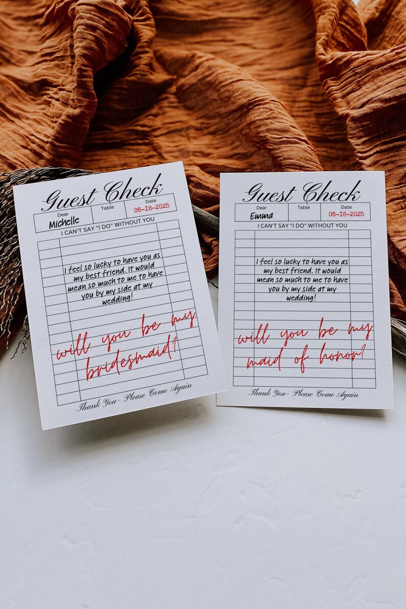 Retro Guest Check Bridesmaid Proposal Template Trendy Guest - Etsy