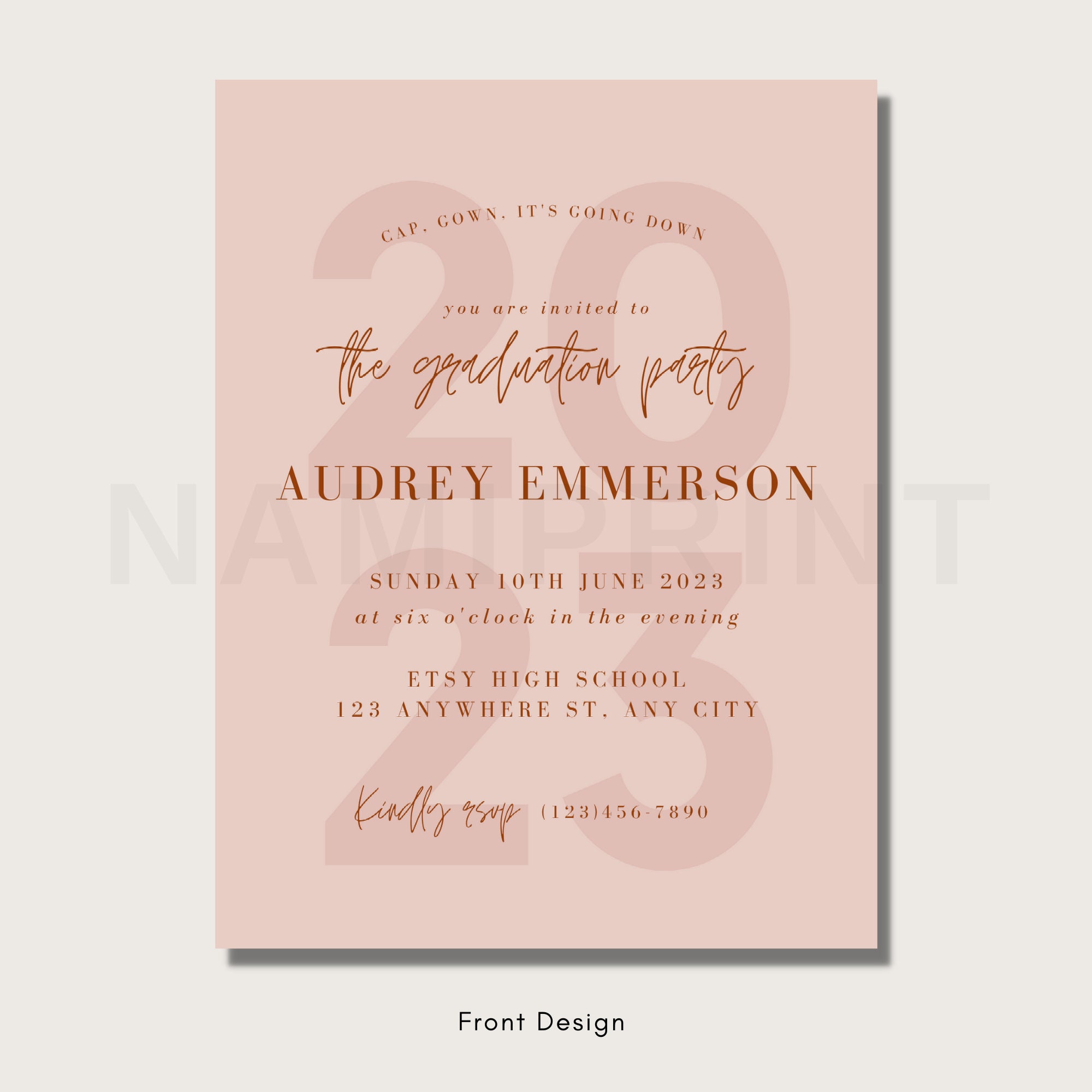 Modern Pink Class of 2023 Graduation Announcement Card, Graduation ...