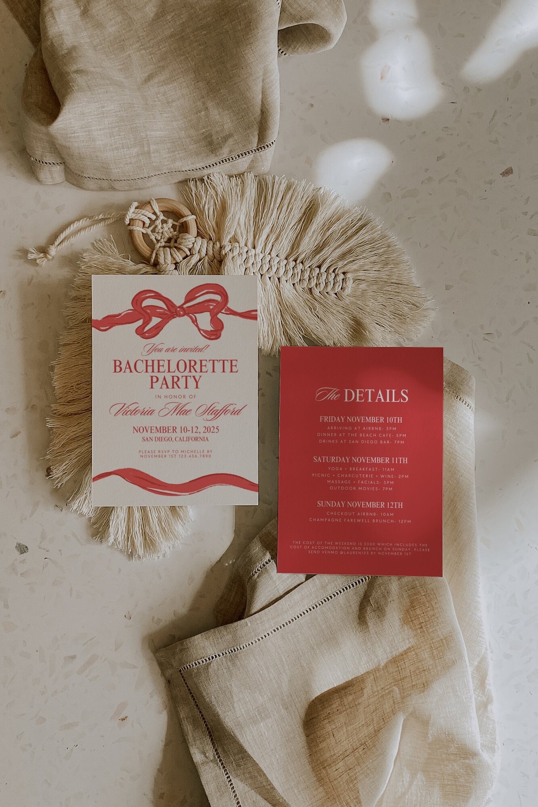 Coquette Bachelorette Party Invitation Template, Ribbon Bachelorette ...