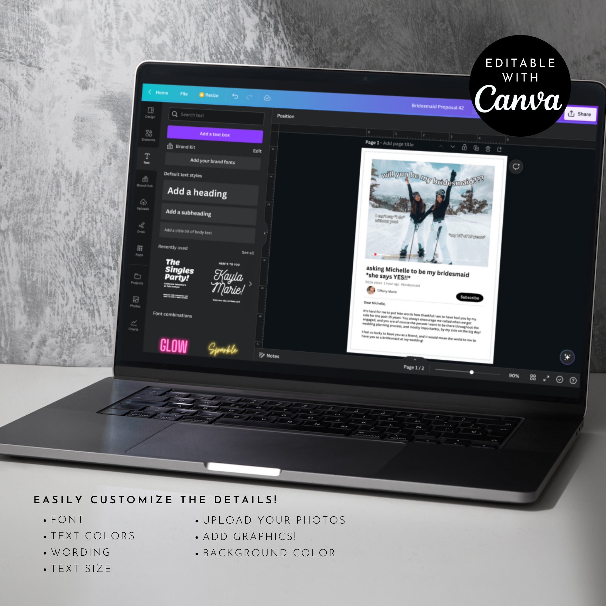 Social Media Influencer Bridesmaid Photo Card Thumbnail - Etsy