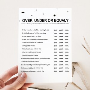 Retro Graduation Party Game, Over Under or Equal Game, Modern 2023 Fun ...