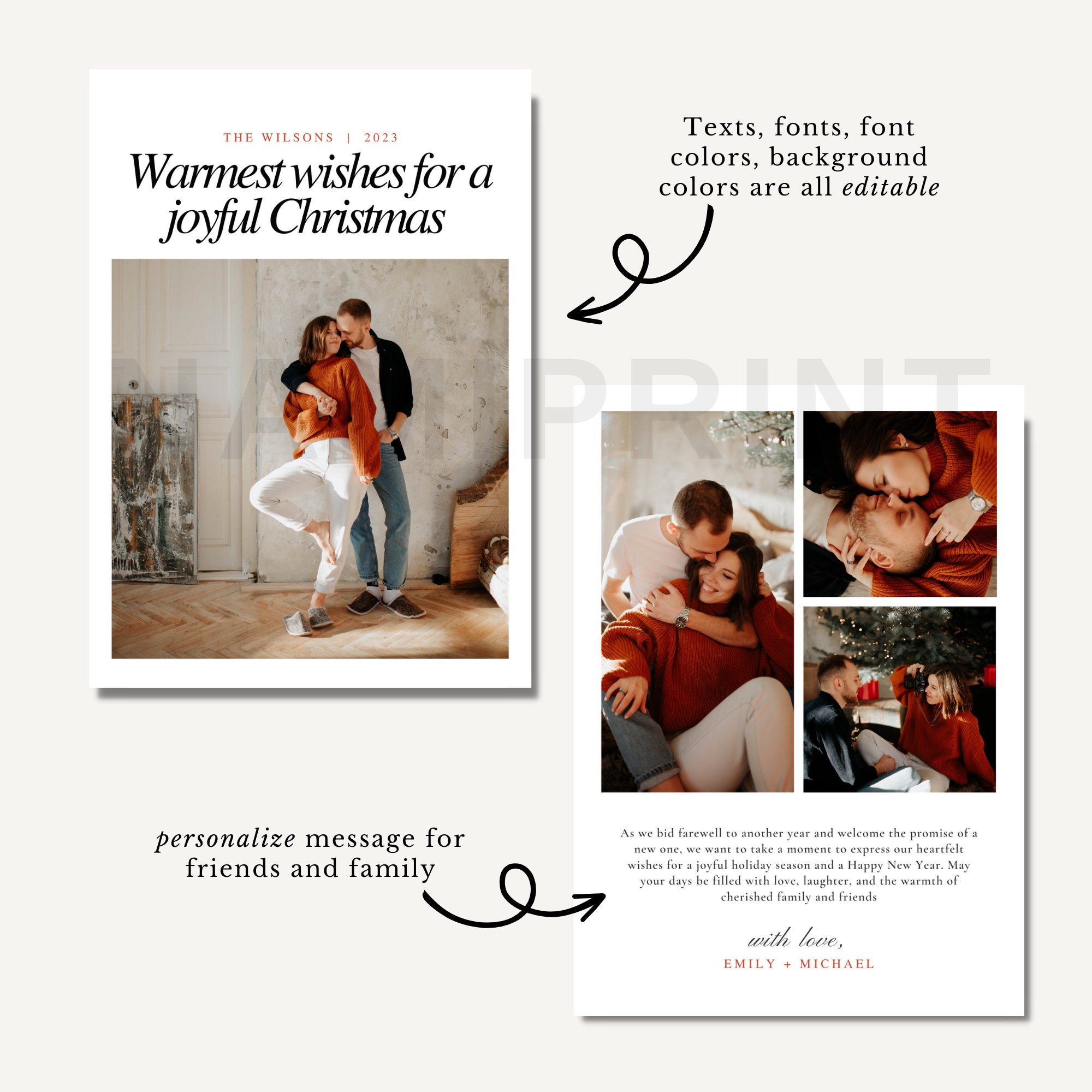 Modern 2023 Christmas Card Template, Editable Xmas Card, Printable Year ...