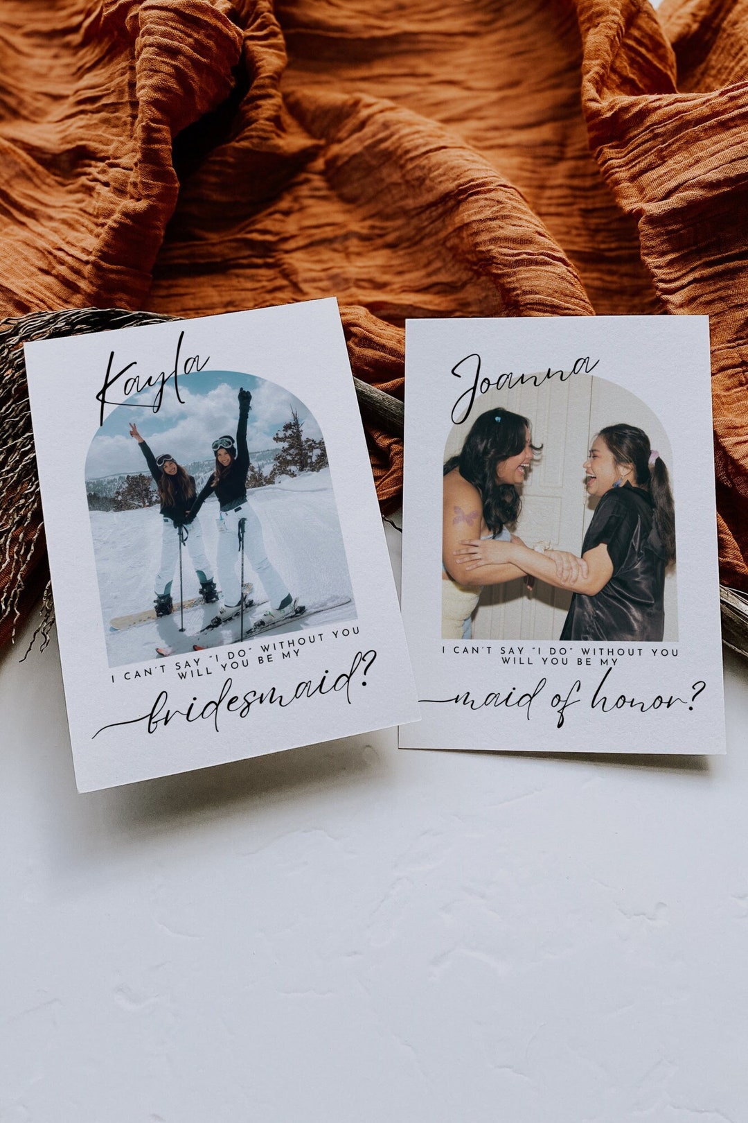 Bridesmaid Proposal Arch Photo Card, Minimalist Be My Bridesmaid ...