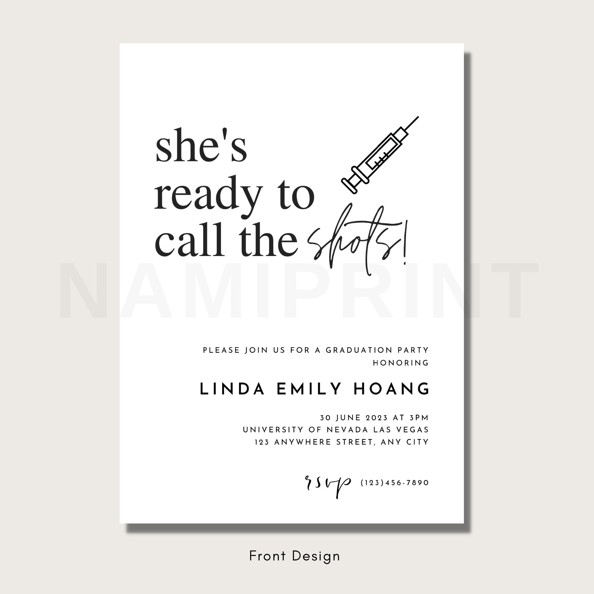 Modern Nurse Graduation Invitation Template, Minimalist RN Graduation ...