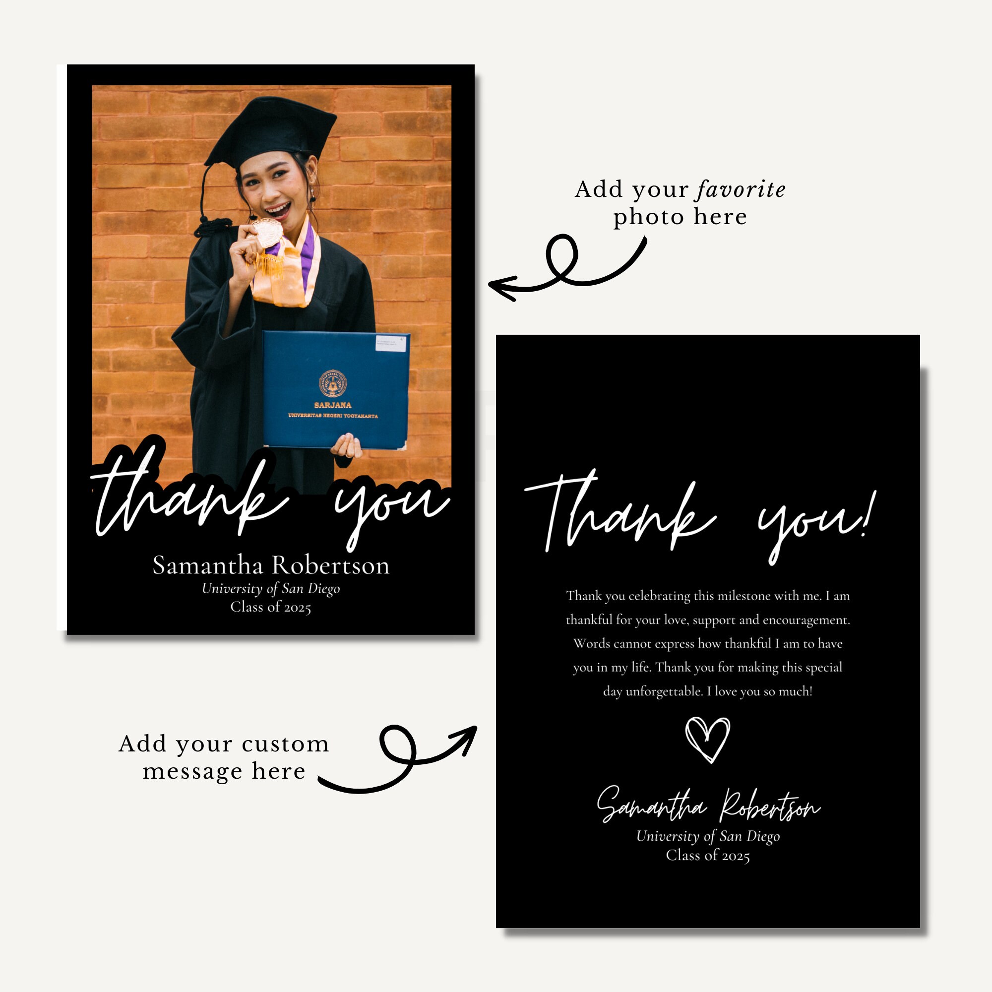 Graduation Thank You Card, Graduation Party Thank You Card, Photo ...