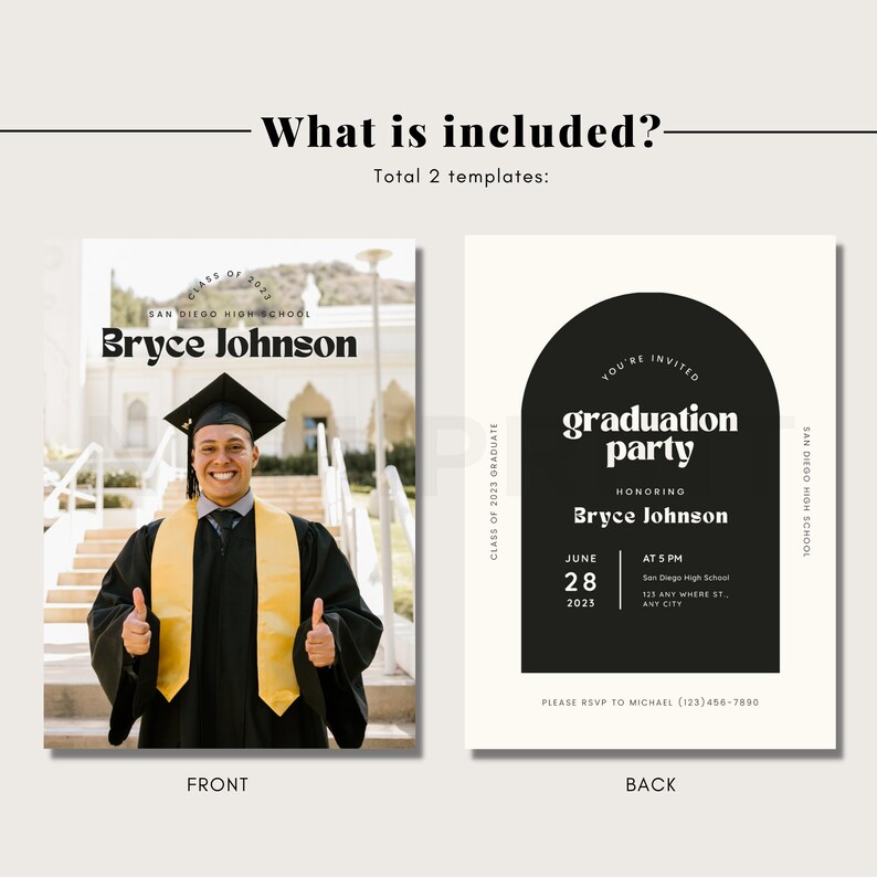 Retro Graduation Announcement Card Modern Boho Graduation - Etsy