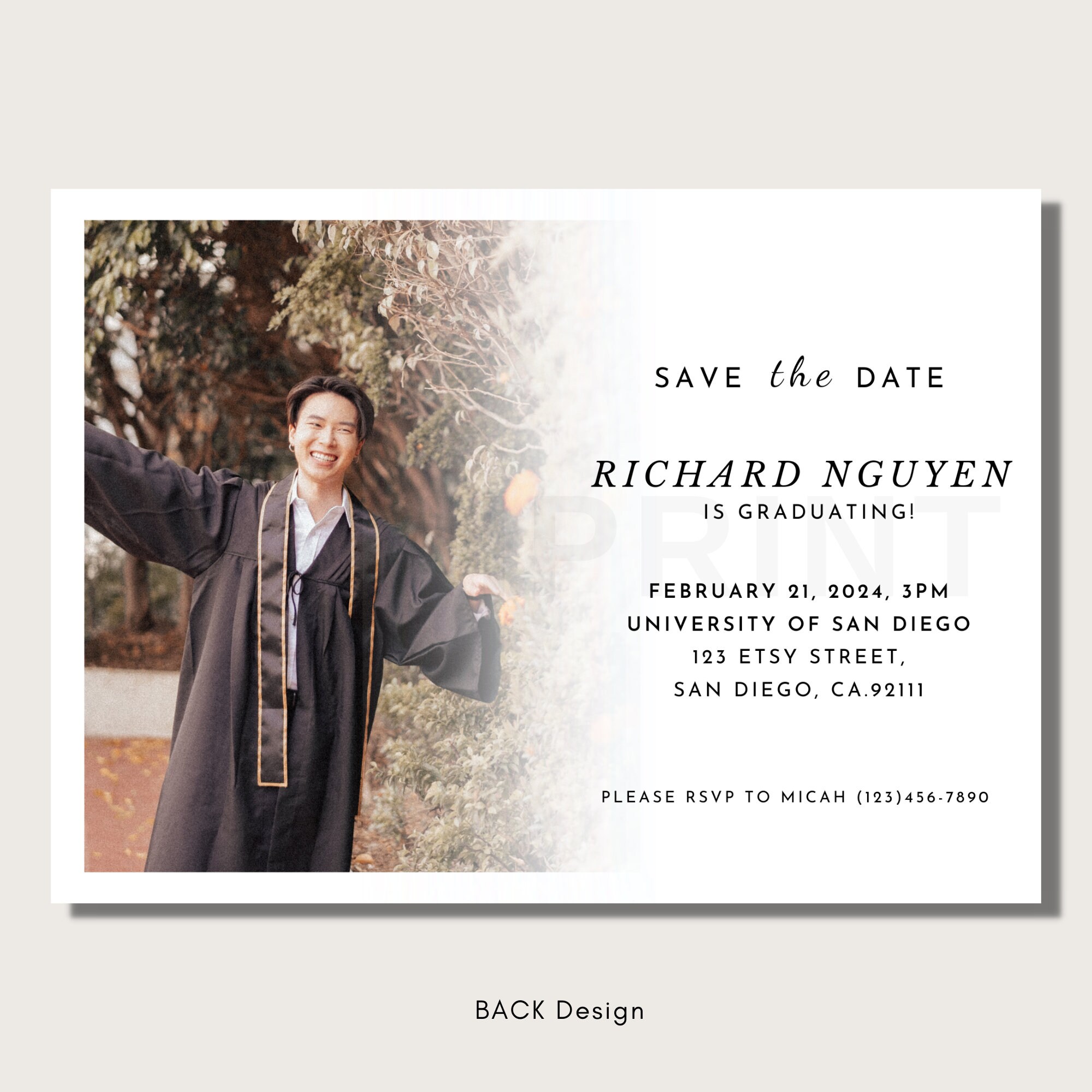 Modern Graduation Announcement Card RN Grad Party Invites - Etsy