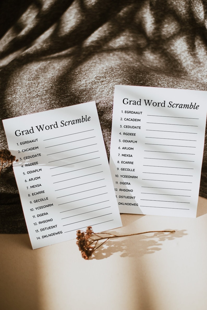 Modern Minimalist Graduation Word Scramble Game, High School College ...