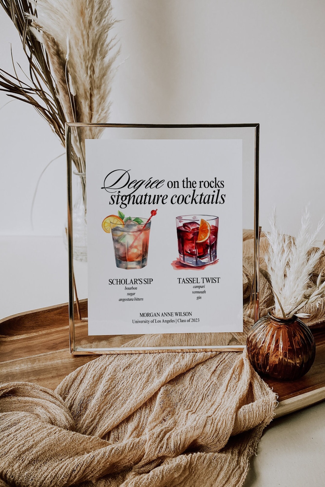 Signature Cocktails Sign Template, Modern Graduation Party Bar Menu ...