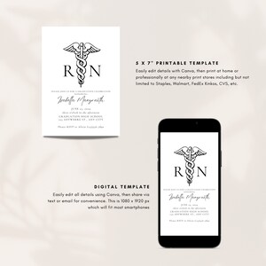 Nurse Graduation Digital Invitation Template, Minimalist RN Graduation ...