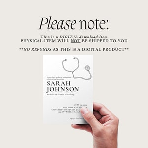 Digital Nurse Graduation Invitation Template, Minimalist RN Graduation ...