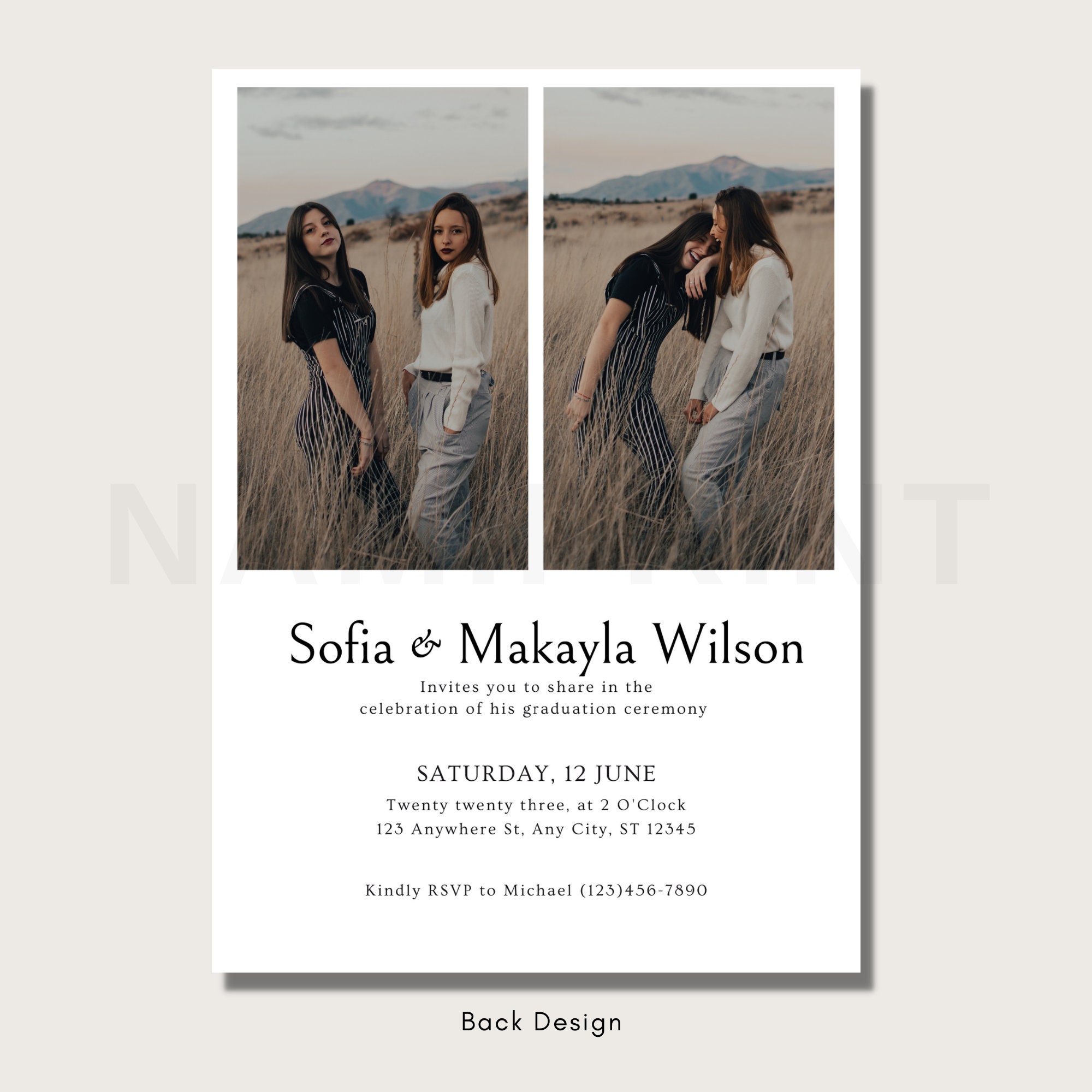 Graduation Announcement Card Template for Twins Graduation - Etsy