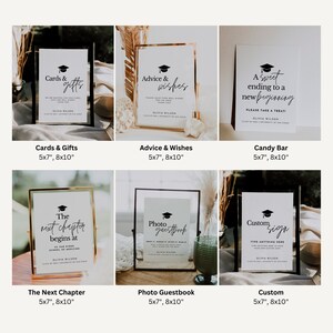 Graduation Cap Party Sign Bundle, Editable Graduation Table Signs ...