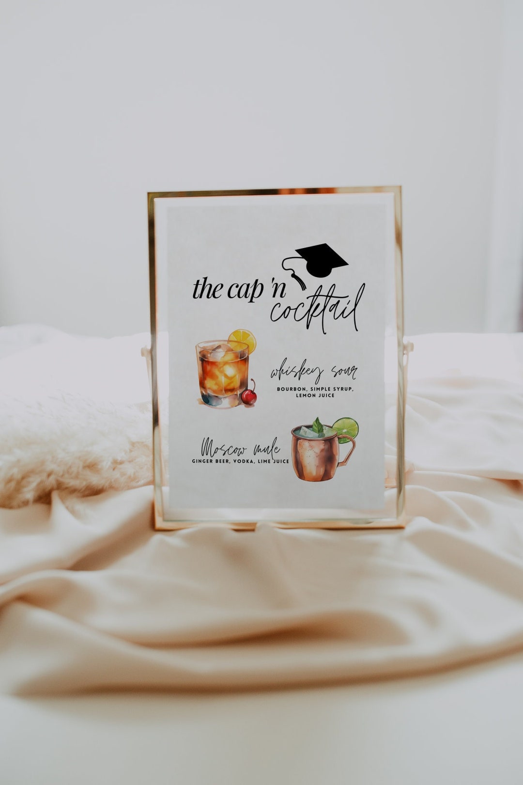 Signature Cocktails Sign Template, Modern Graduation Party Bar Menu ...