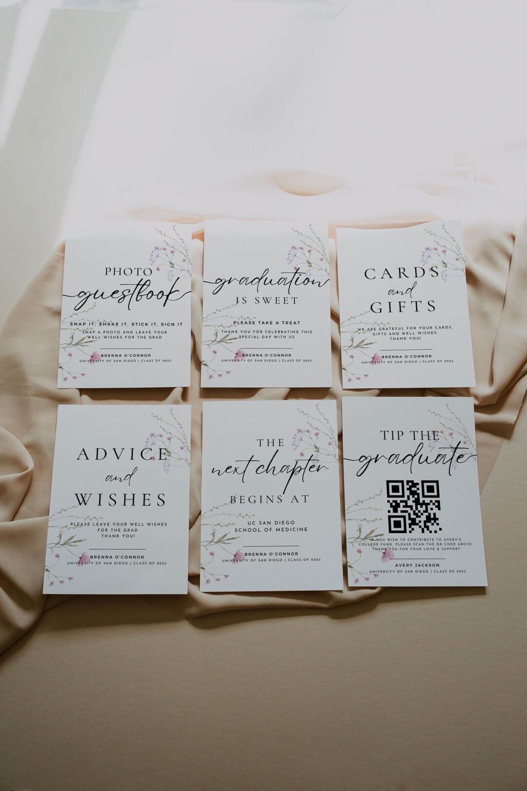 Wildflower Graduation Party Sign Bundle, Editable Graduation Table ...