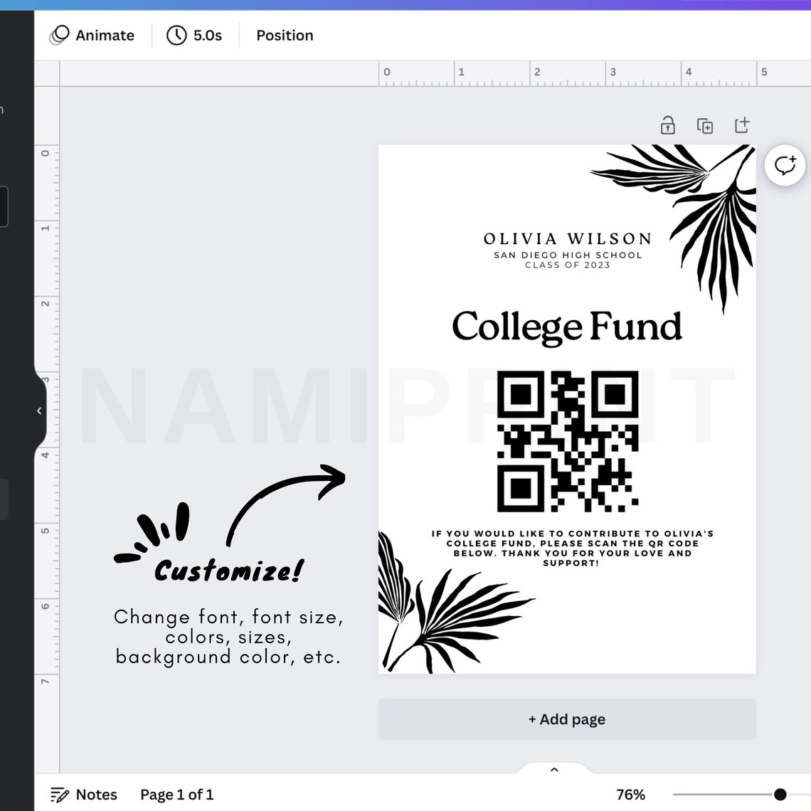 Modern Tropical College Fund Sign for 2023 Graduation Party - Etsy