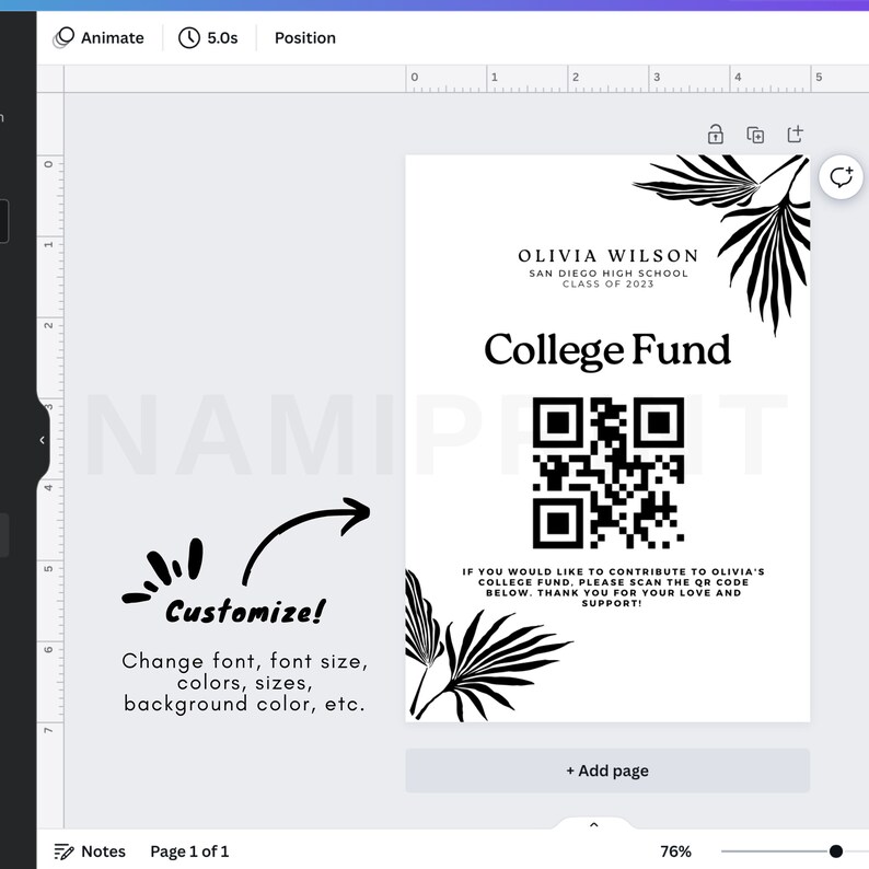Modern Tropical College Fund Sign for 2023 Graduation Party - Etsy