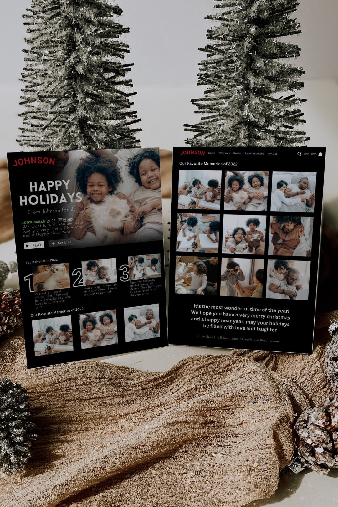 Fun Family Photo Christmas New Years Card Template, Holiday Year in ...