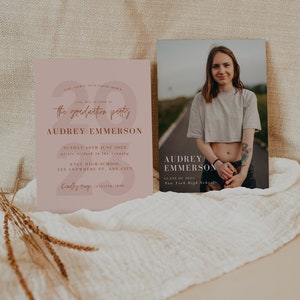 Modern Pink Class of 2023 Graduation Announcement Card, Graduation ...