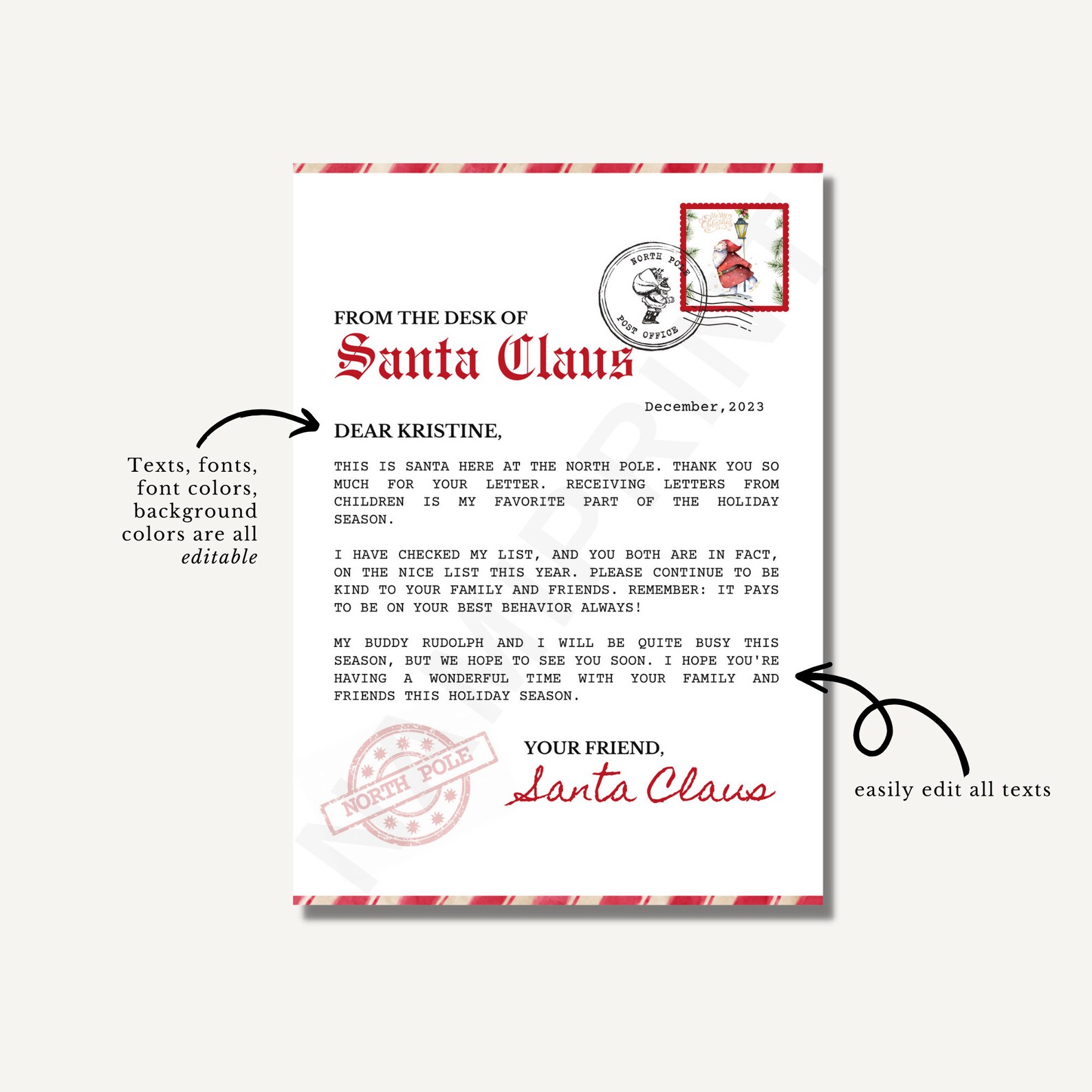Official Letter From Santa, Printable North Pole Mail Christmas Santa ...