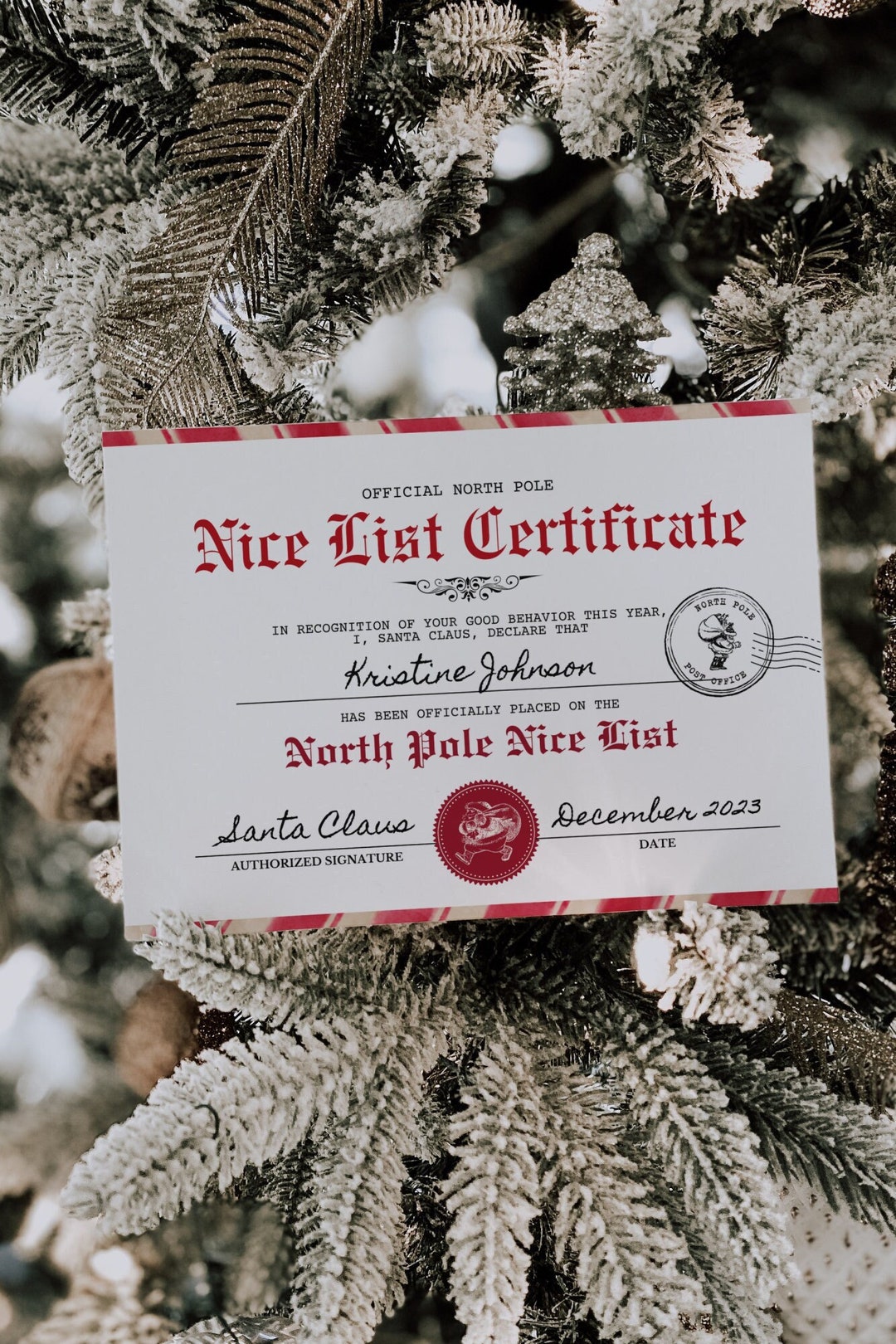 Nice List Certificate Canva Template, Santa's Official Document ...