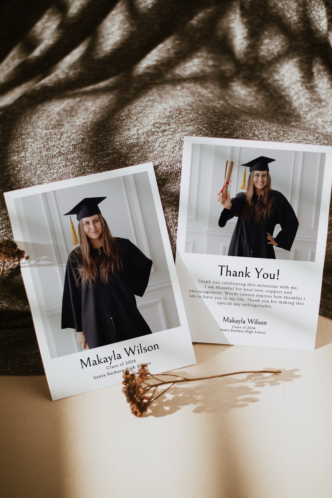 Graduation Thank You Card, Modern Graduation Photo Card, Editable ...