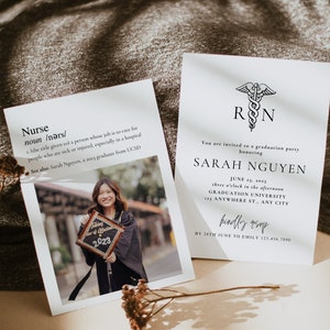 Nurse Graduation Party Invitation Template, Minimalist RN Graduate ...