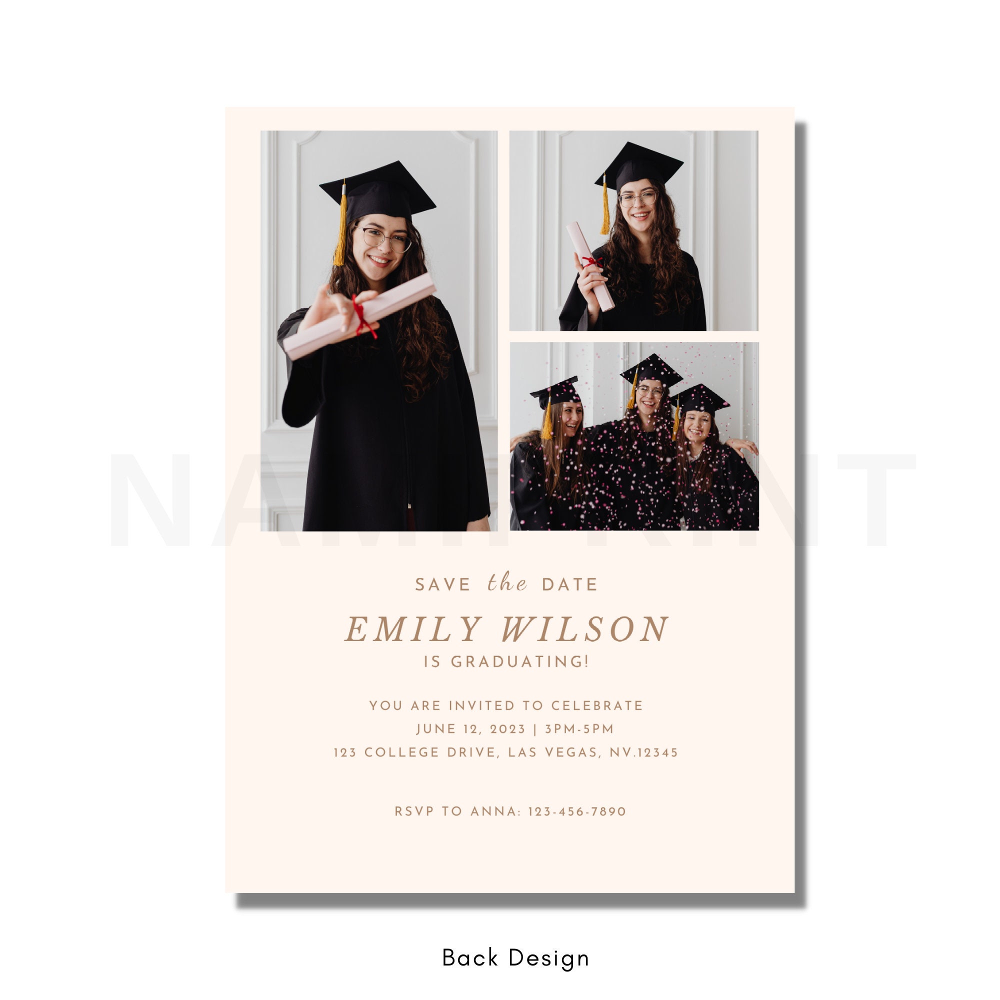 Minimalist Graduation Photo Announcement Card Modern Editable - Etsy UK