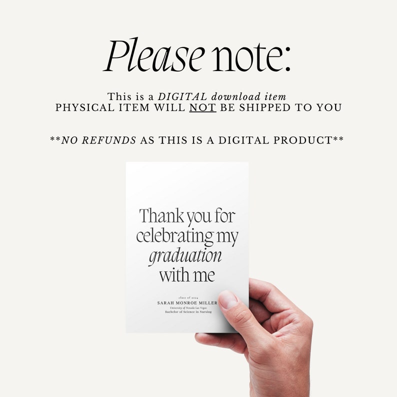 Modern Minimalist Graduation Thank You Card, Graduation Thank You Card ...