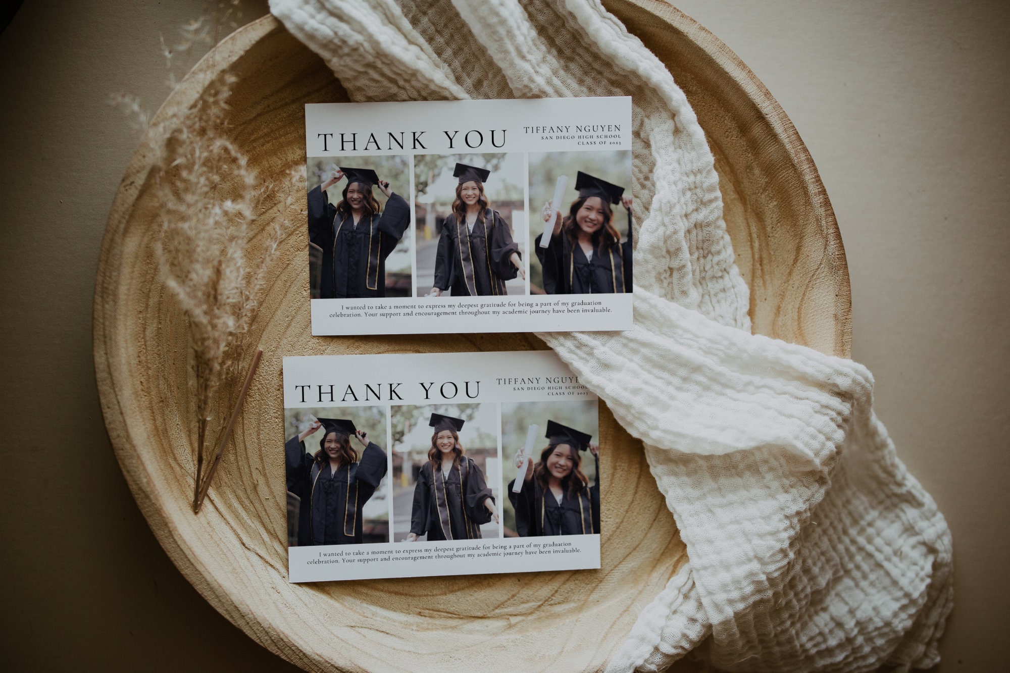 Minimalist Graduation Thank You Card, Editable Grad Thank You Card ...