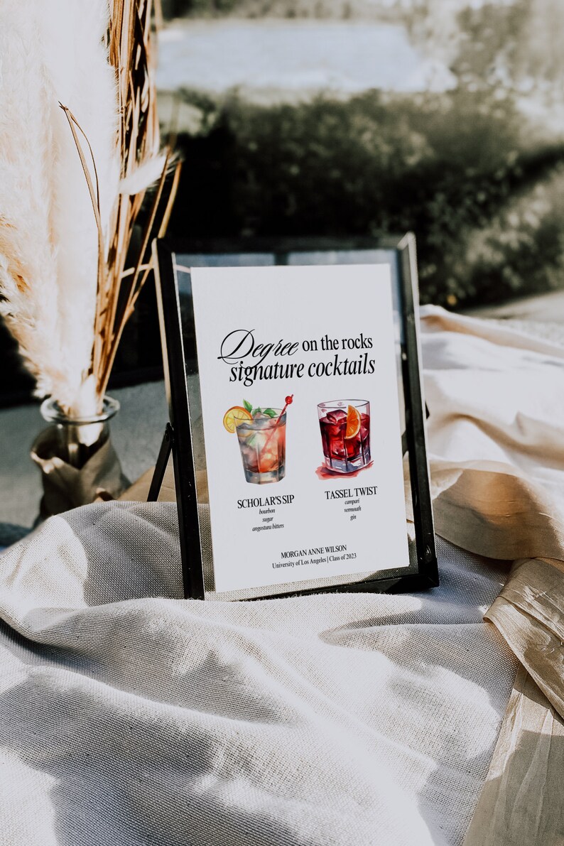 Signature Cocktails Sign Template Modern Graduation Party Bar - Etsy