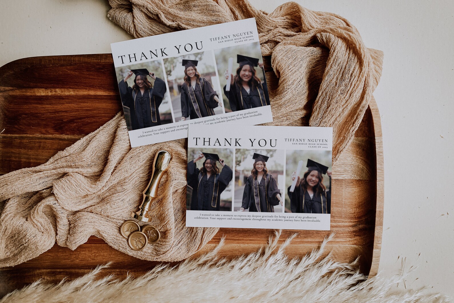 Minimalist Graduation Thank You Card, Editable Grad Thank You Card ...