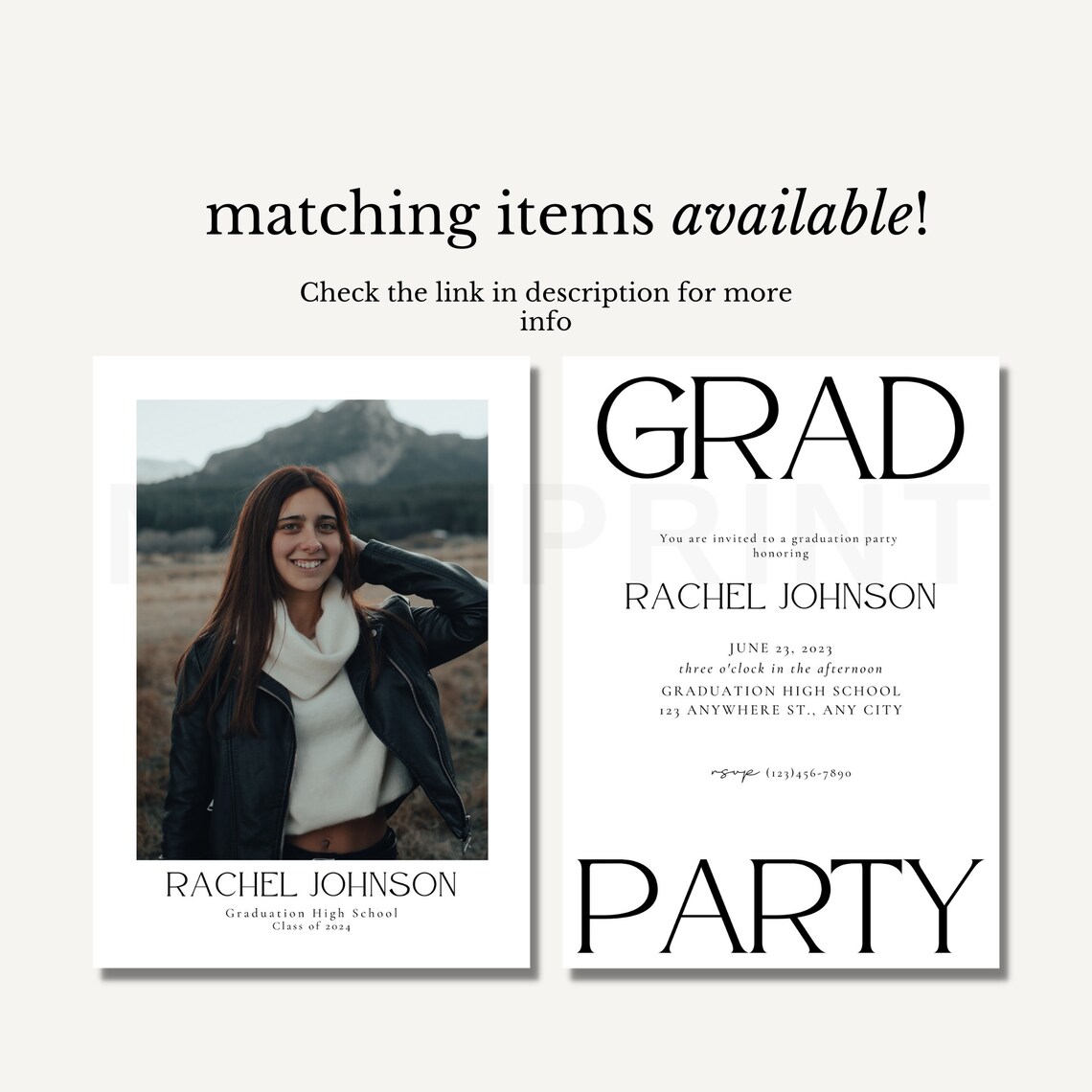 Graduation Thank You Card, Modern Thank You Note, Editable Graduation ...