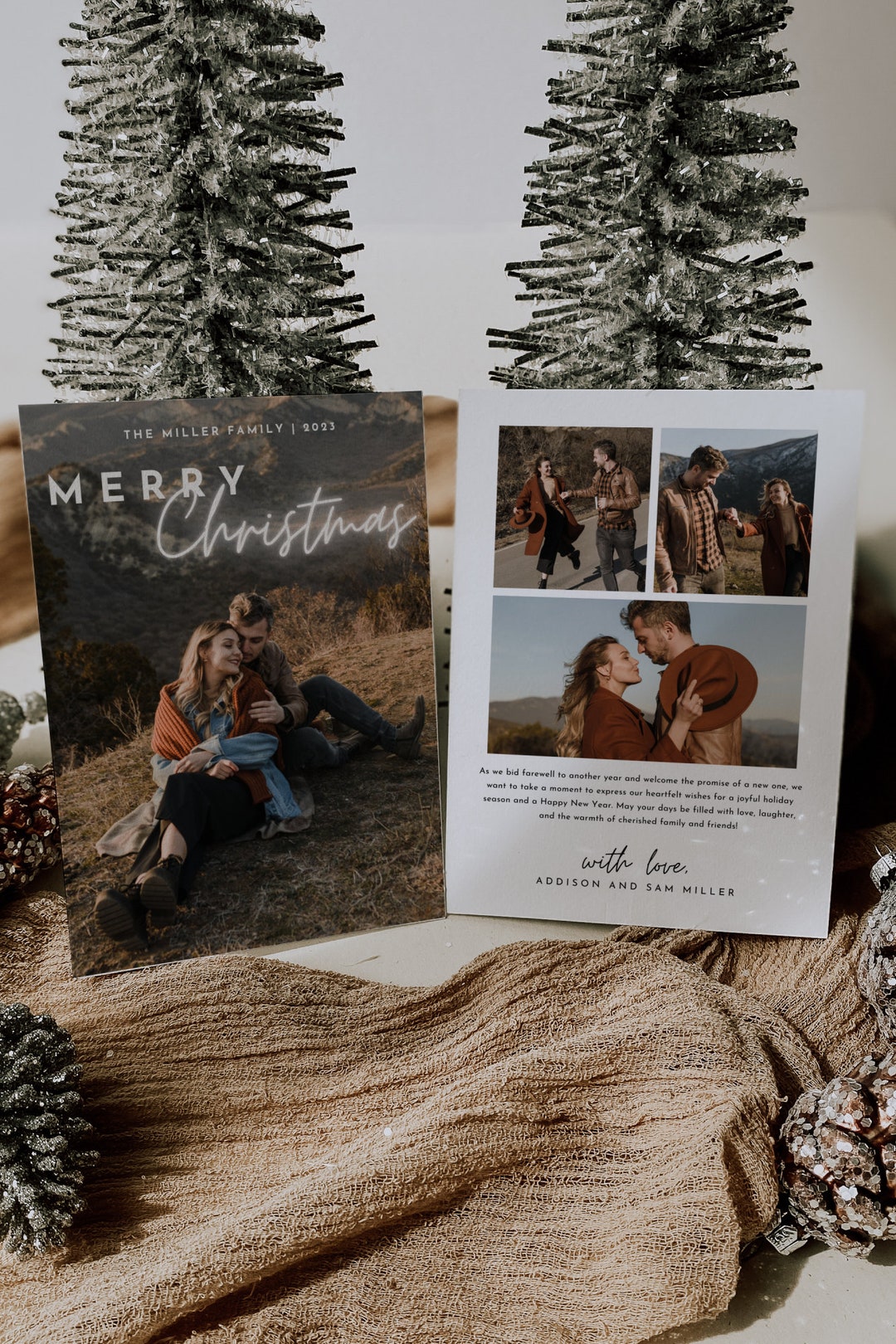 Modern Minimal Christmas Card Template, Editable Xmas Card, Printable ...