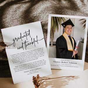 Graduation Party Thank You Card, Modern Thank You Note, Editable ...