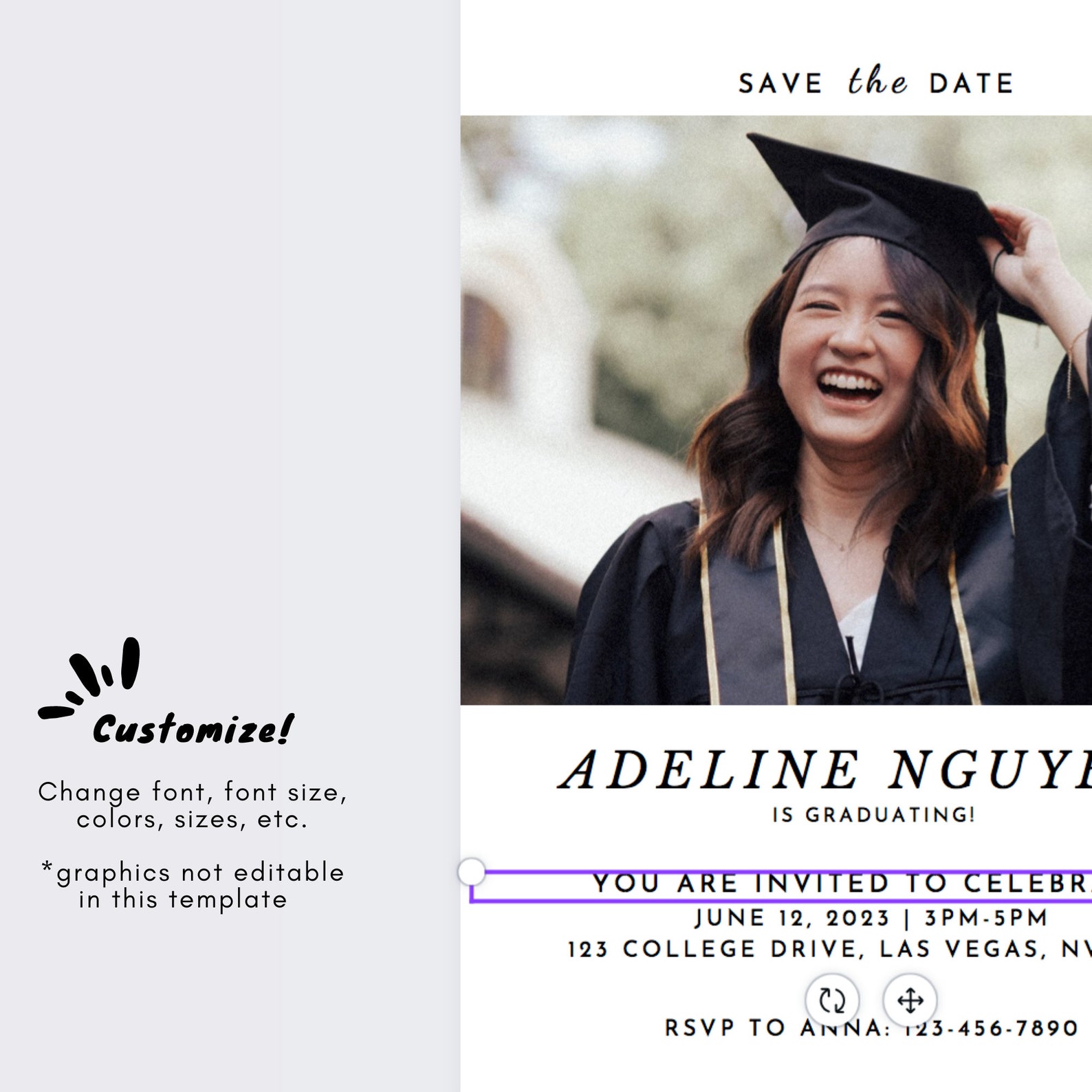 Save the Date Graduation Party Invitation Template Class of - Etsy