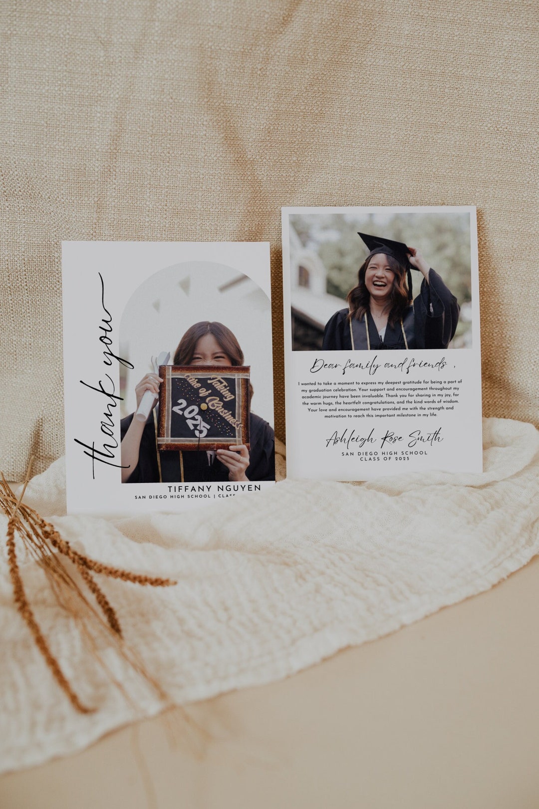 Graduation Thank You Card Template, Editable Graduation Thank You ...