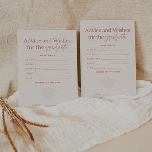 Advice and Wishes Template, Printable Modern Pink Graduation Party ...