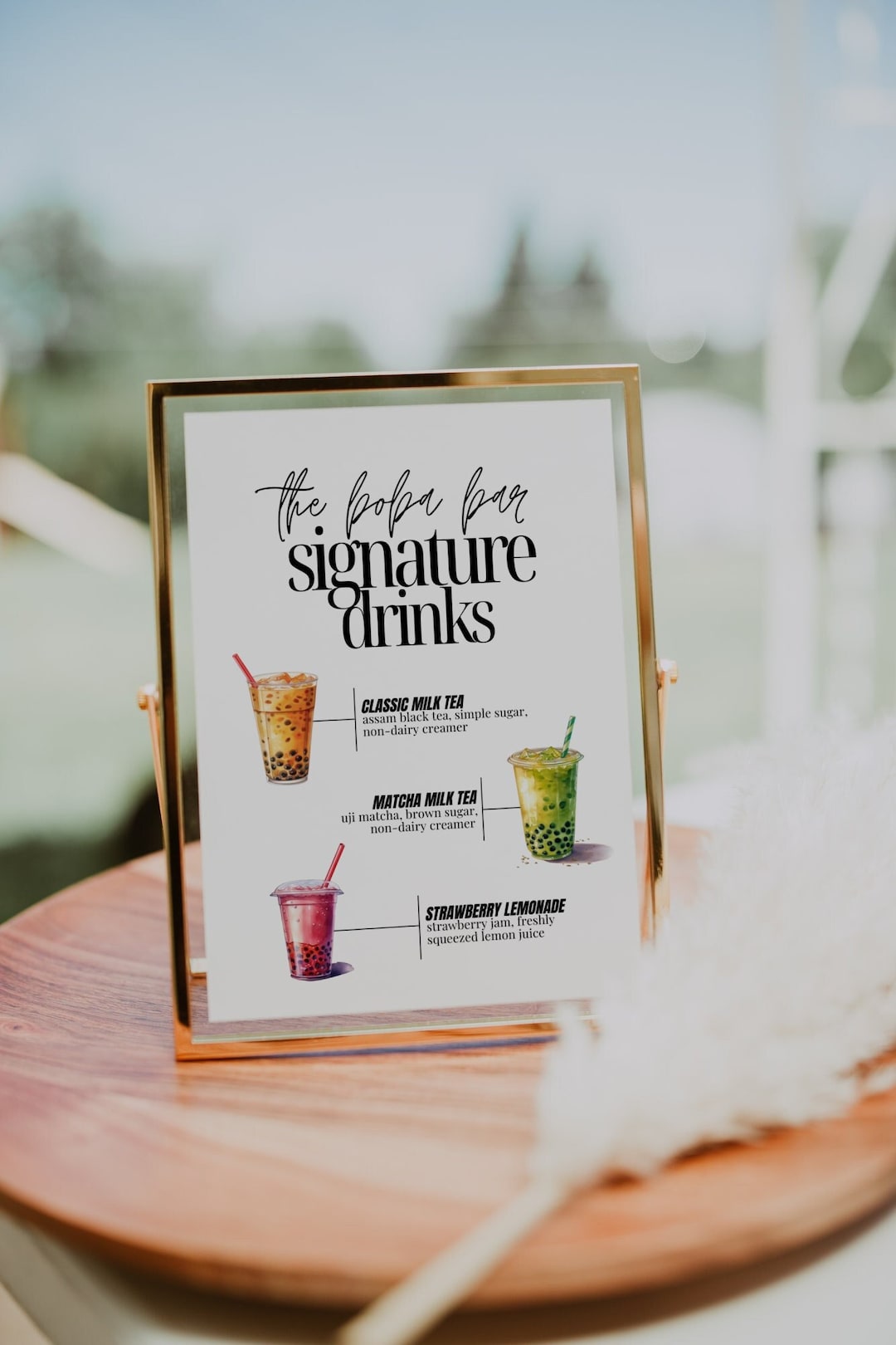 Boba Bar Menu Wedding Sign, Signature Drink Sign, Milk Tea Bar Menu ...