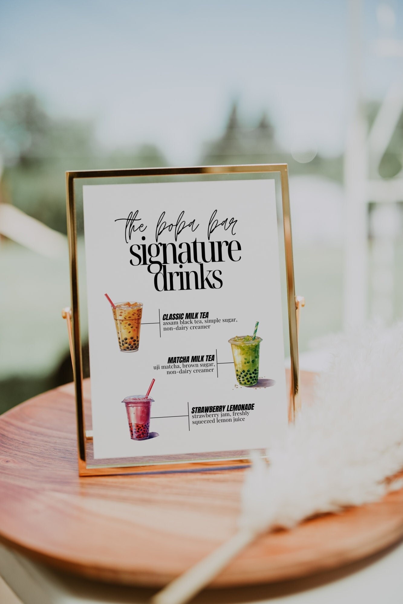 Boba Bar Menu Wedding Sign Signature Drink Sign Milk Tea Bar - Etsy