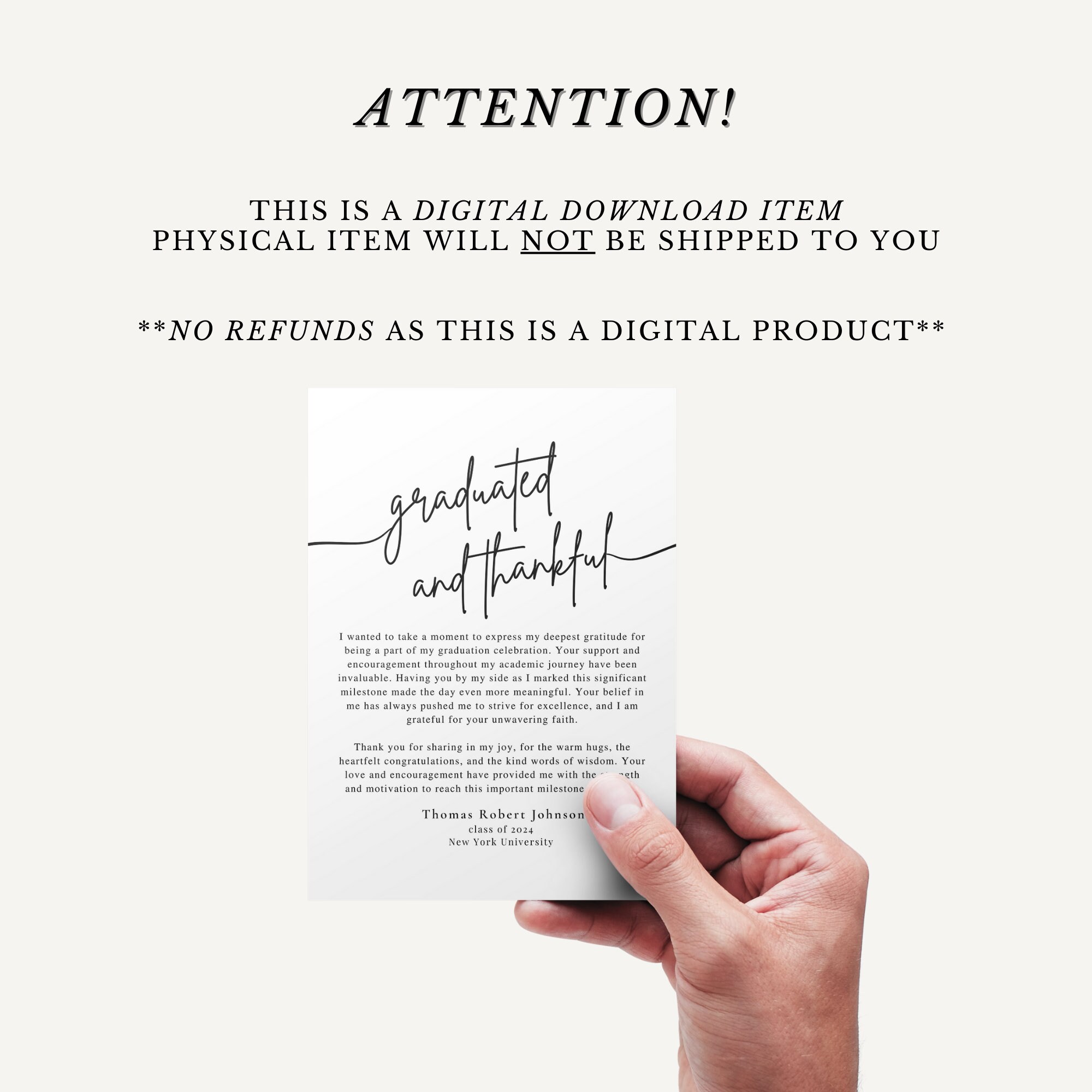 Graduation Party Thank You Card Modern Thank You Note - Etsy