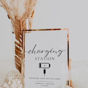 Charging Station Sign Template, Editable Phone Charging Sign, Power Bar ...