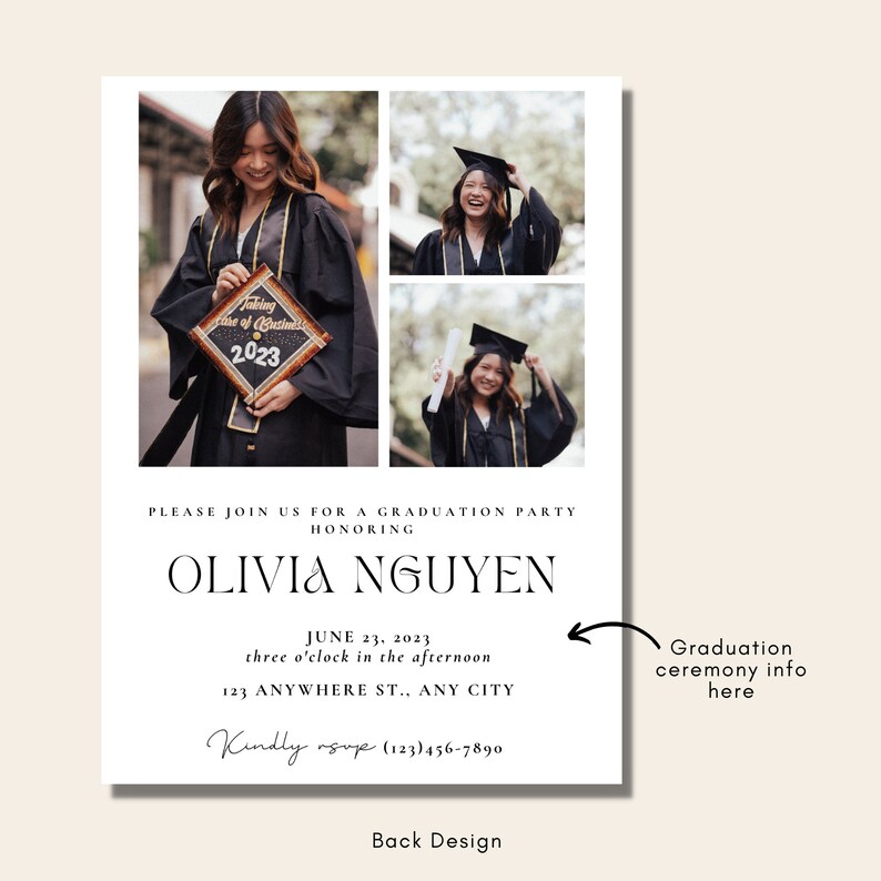 Modern Minimal Graduation Party Invitation Template - Etsy